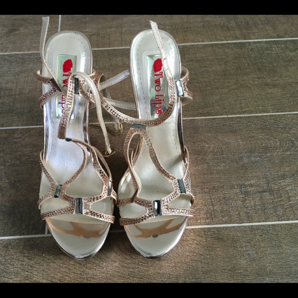 Two Lips | Shoes | Two Lips 65 Women Gold Shiny Rhinestone Jeweled ...